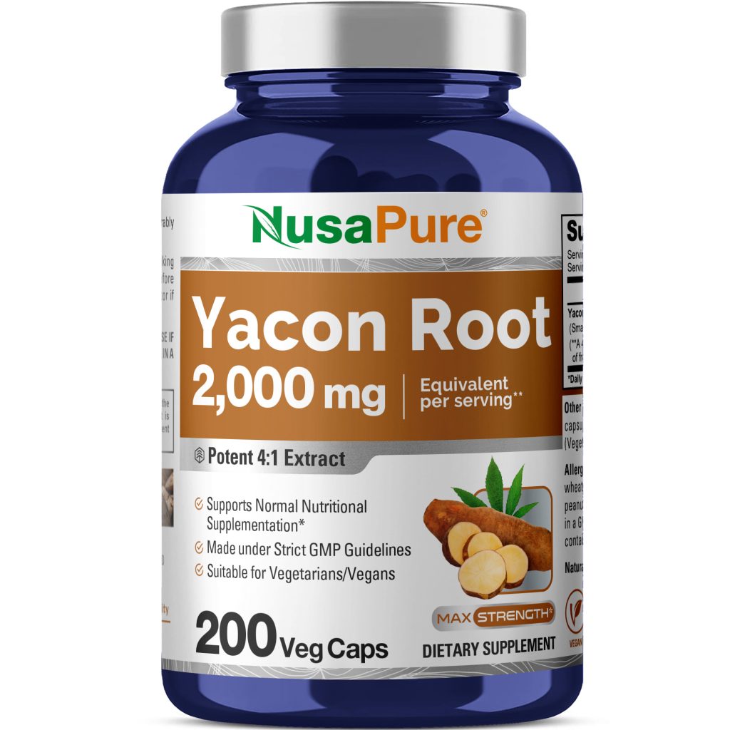 Yacon Root Extract 2000mg – 200 Veg Caps (Vegetarian, Non – GMO) – Nusapure
