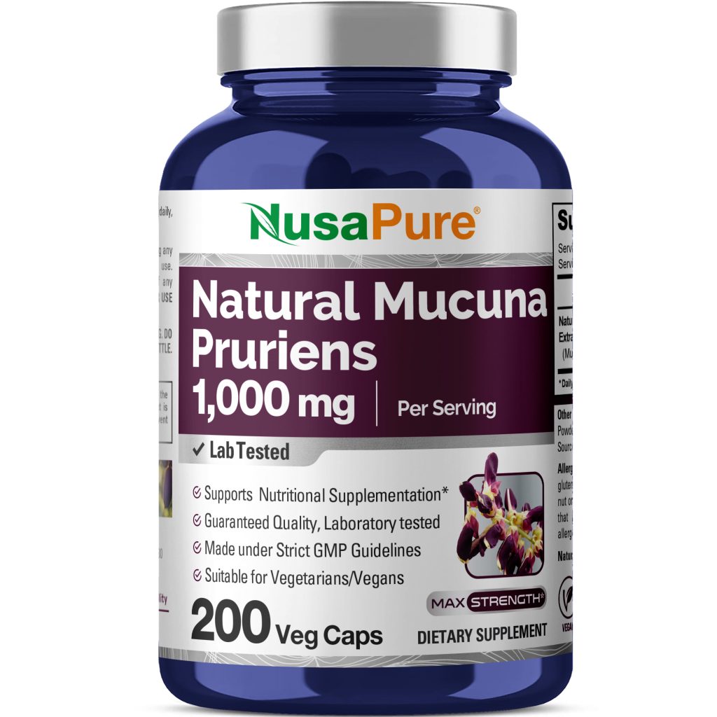 Natural Mucuna Pruriens 1000mg – 200 Veg Caps (100% Vegetarian, Non ...