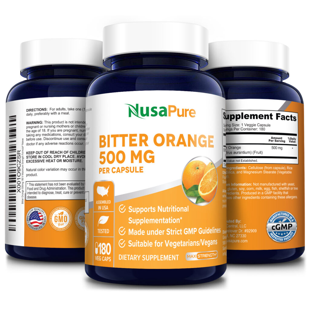 Bitter Orange 500 mg – 180 Veg Caps (Vegetarian,Non-GMO & Gluten-free ...