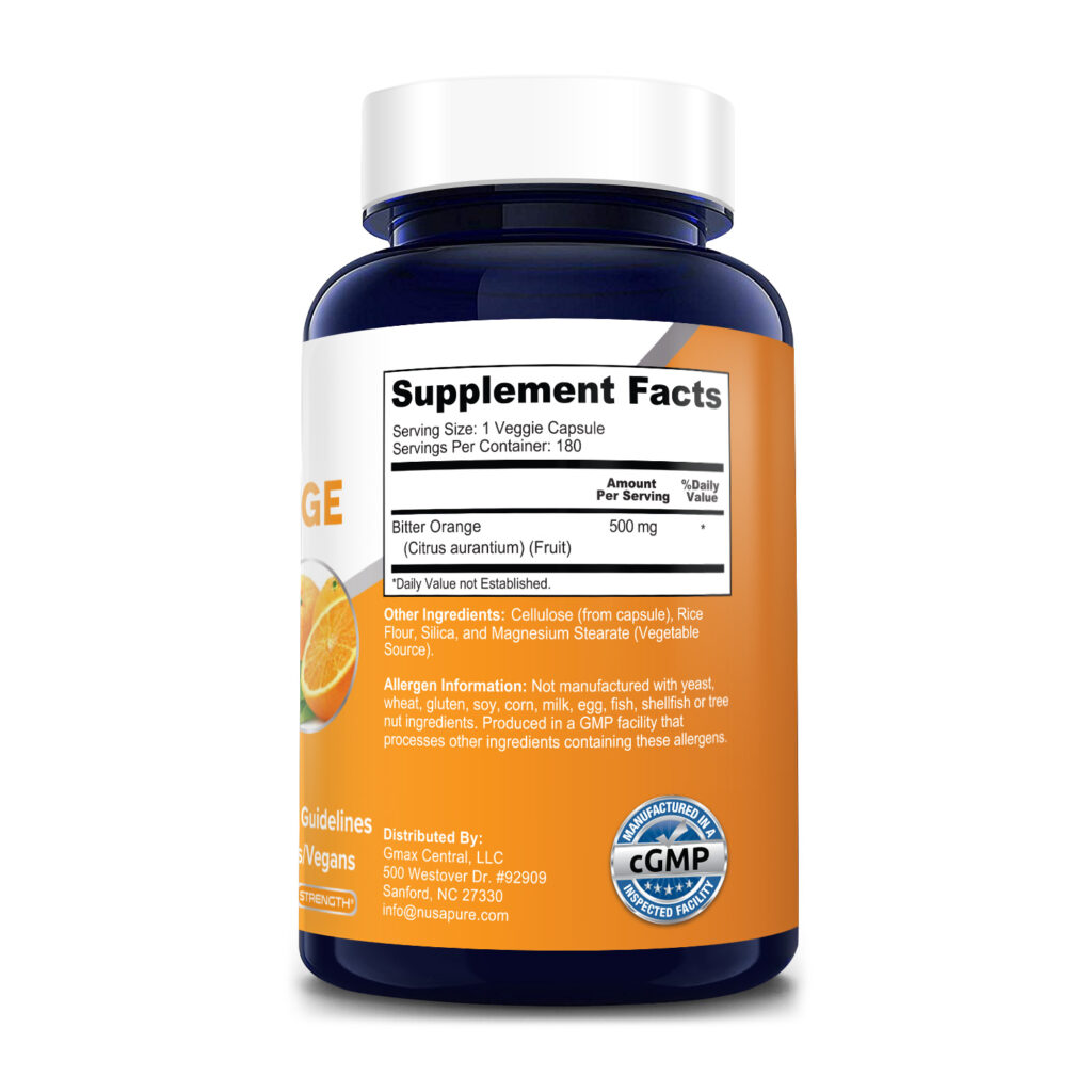 Bitter Orange 500 mg – 180 Veg Caps (Vegetarian,Non-GMO & Gluten-free ...