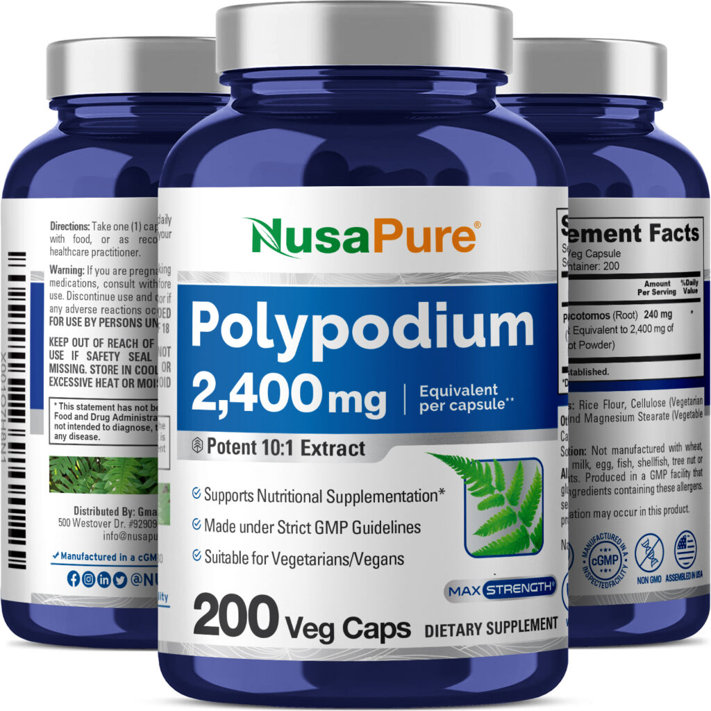 Polypodium Leucotomos Extract 2,400mg – 200 Veg Caps (Vegetarian , Non ...