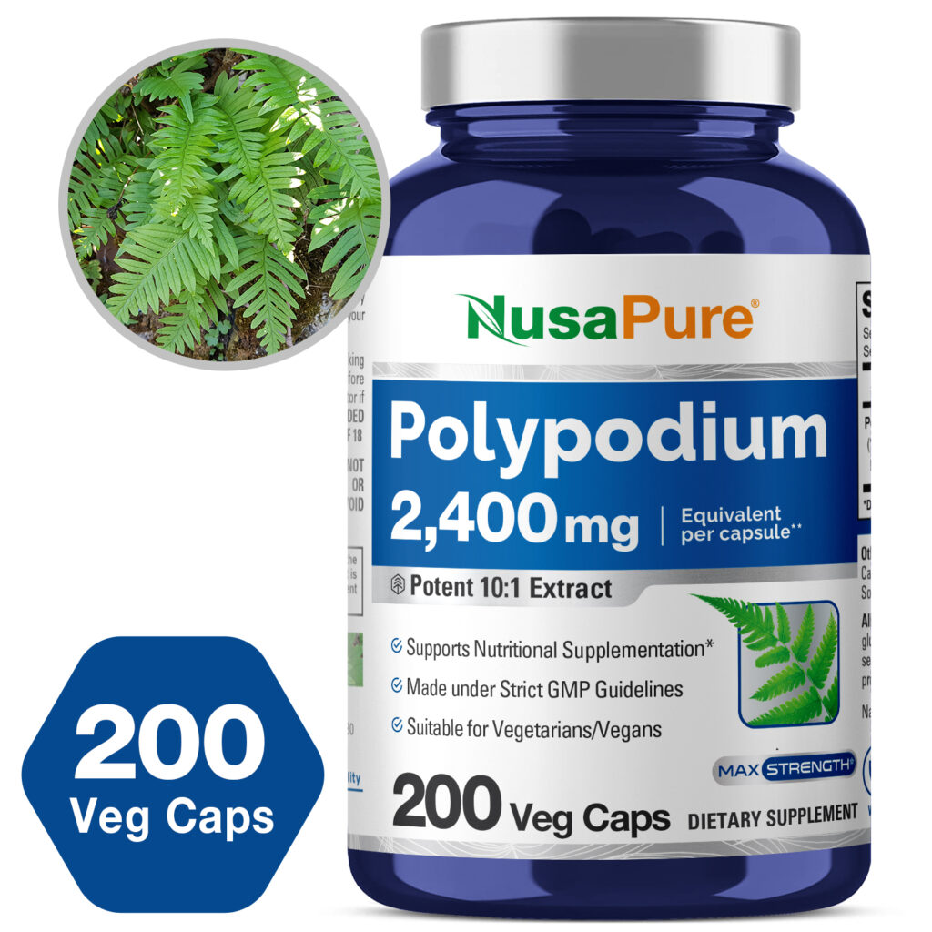 Polypodium Leucotomos Extract 2,400mg – 200 Veg Caps (Vegetarian , Non ...