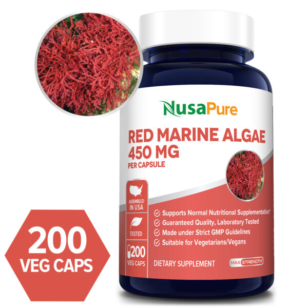 Red Marine Algae 450 mg- 200 Veg Caps (100% Vegetarian, Non-GMO ...