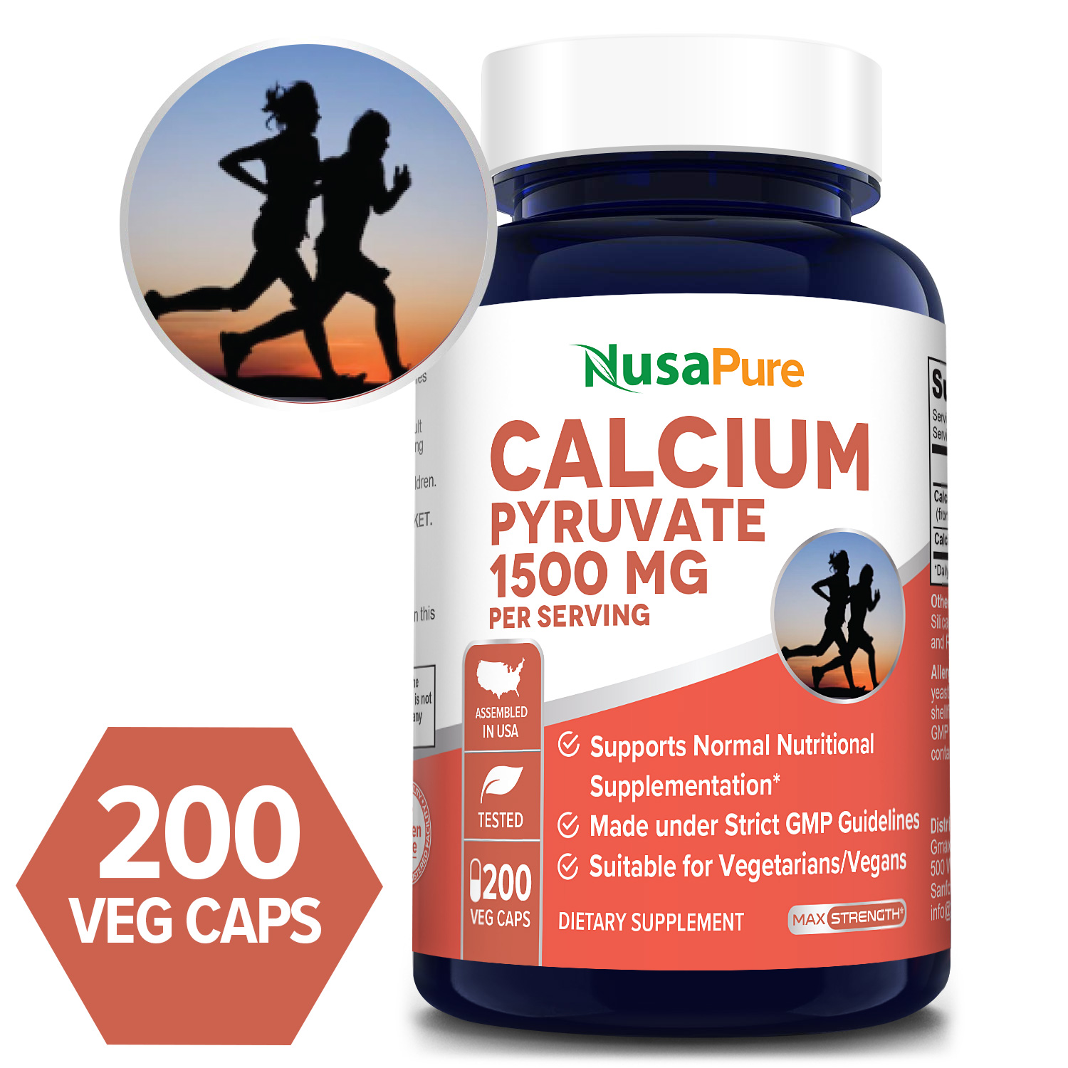 Calcium Pyruvate 1500 mg – 200 Veg Caps (100% Vegetarian, Non-GMO ...